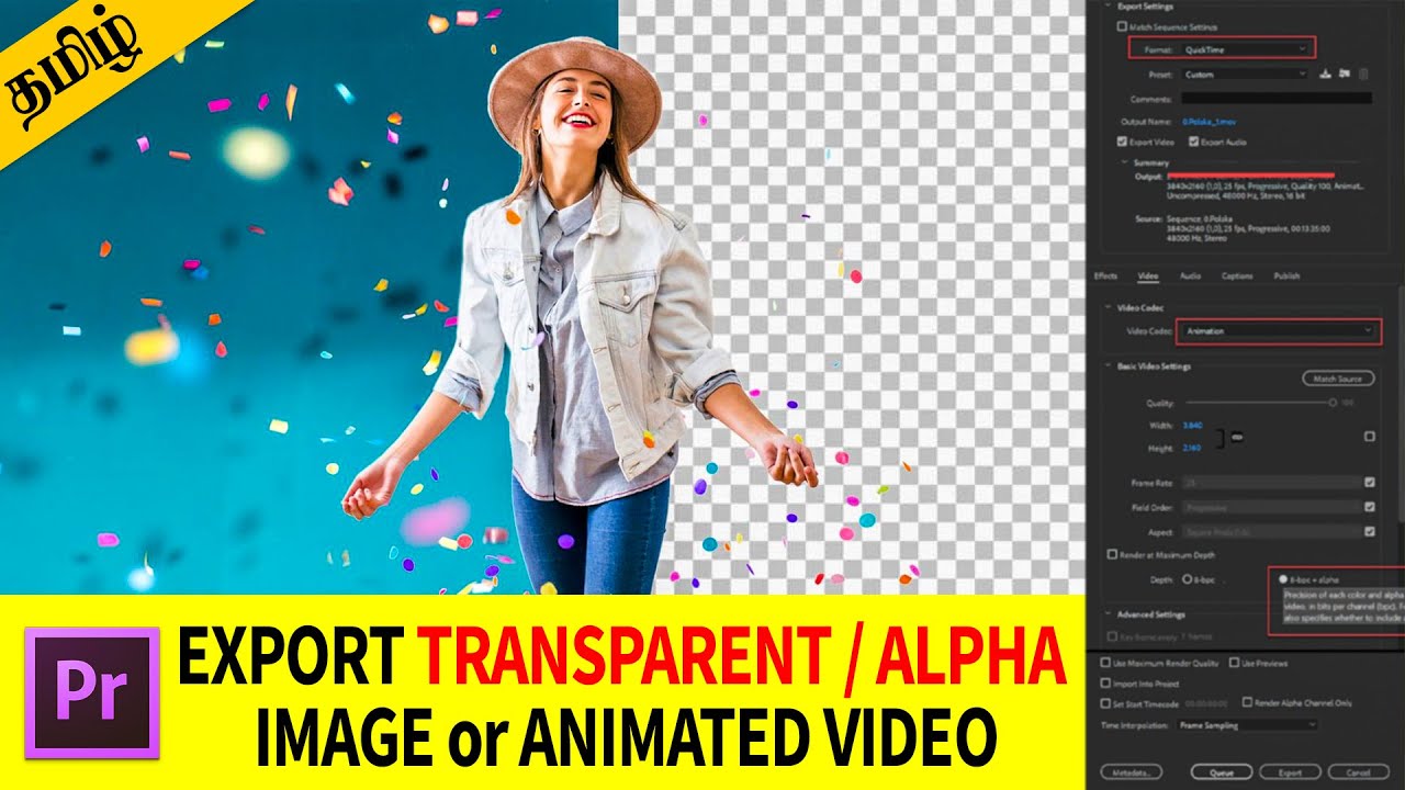 How to Export Transparent/Alpha File in Premiere pro | Quick Export ...