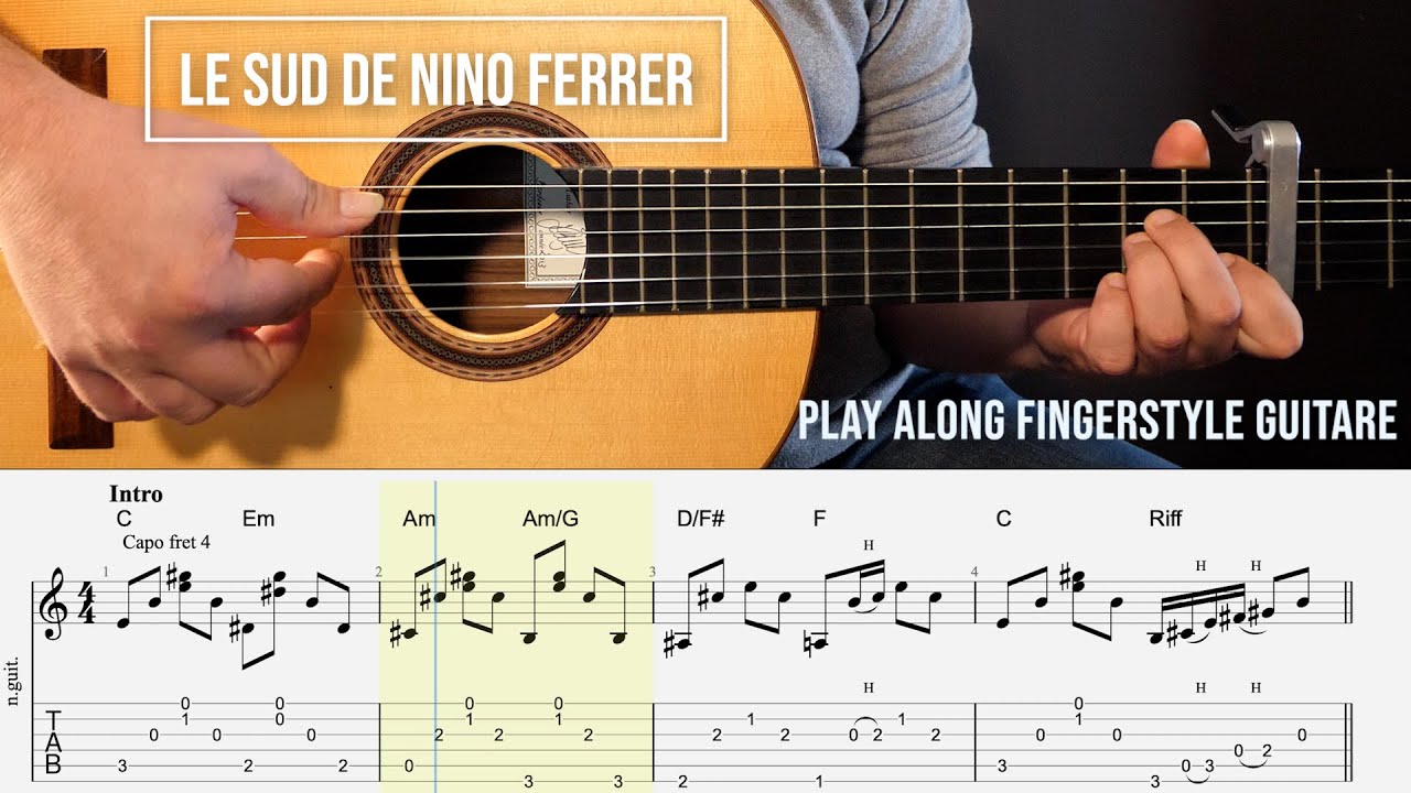 Le sud Nino Ferrer Play along Fingerstyle + TAB - YouTube