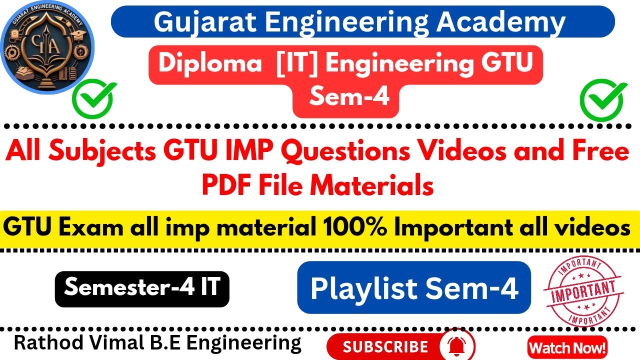 🎉Sem-4 IT All Subjects GTU IMP📕 Question 🆓 Free PDF Study Material💯Playlist 👍#gtu# ...