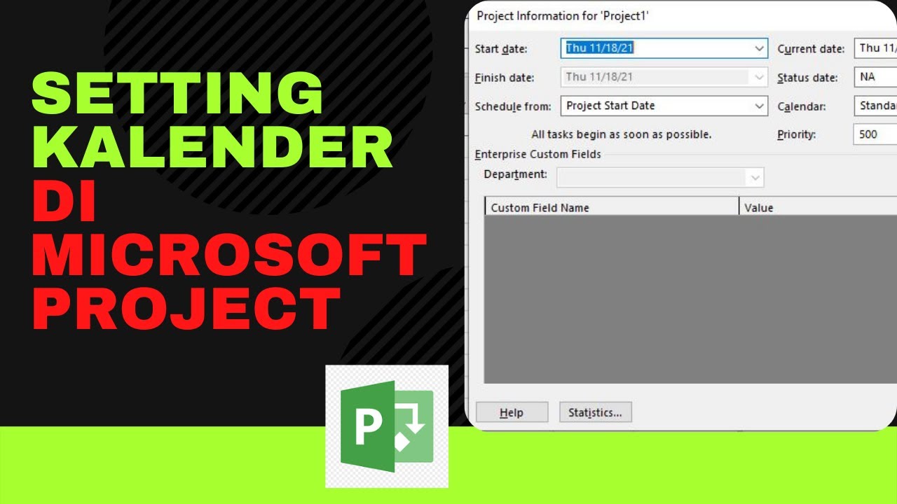 setting kalender di microsoft project (cara mengganti tanggal mulai ...