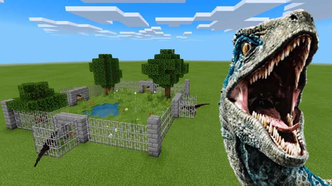 How To Make a VELOCIRAPTOR FIGHTING CAGE in Minecraft PE - YouTube