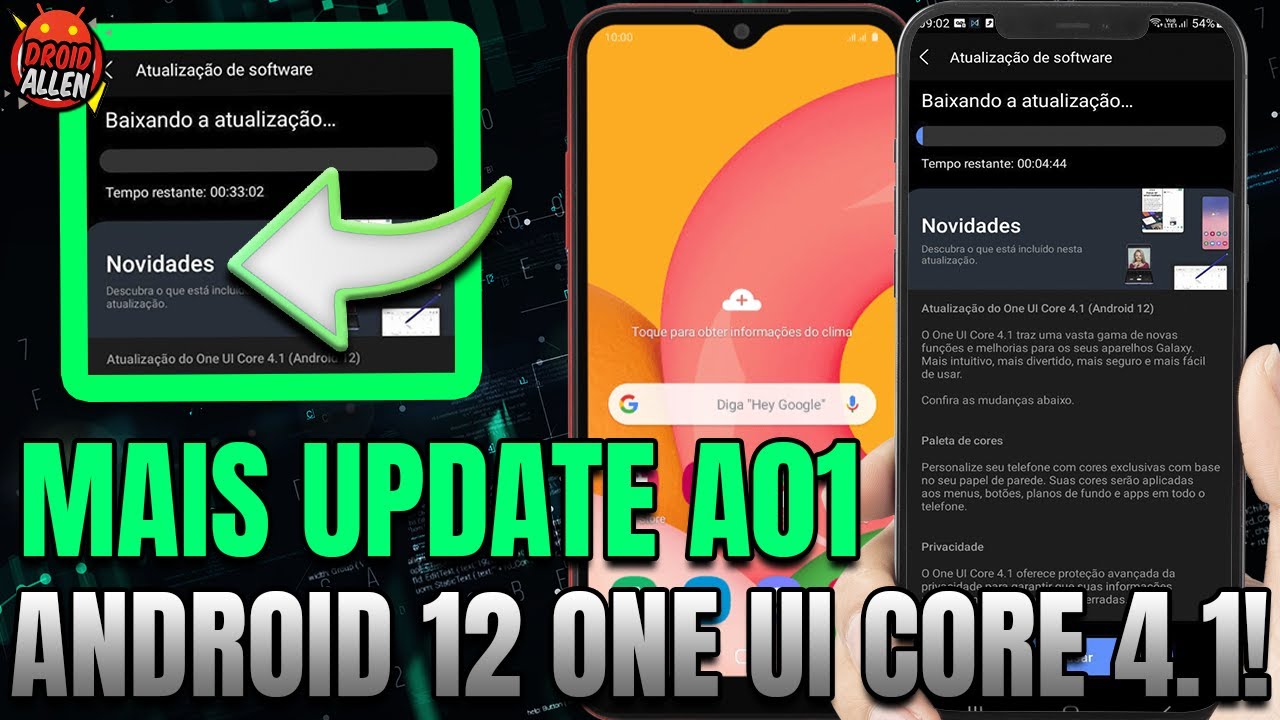 FINALMENTE PESSOAL🙌! MAIS UPDATE DO ANDROID 12 PARA O GALAXY A01 ONE UI ...