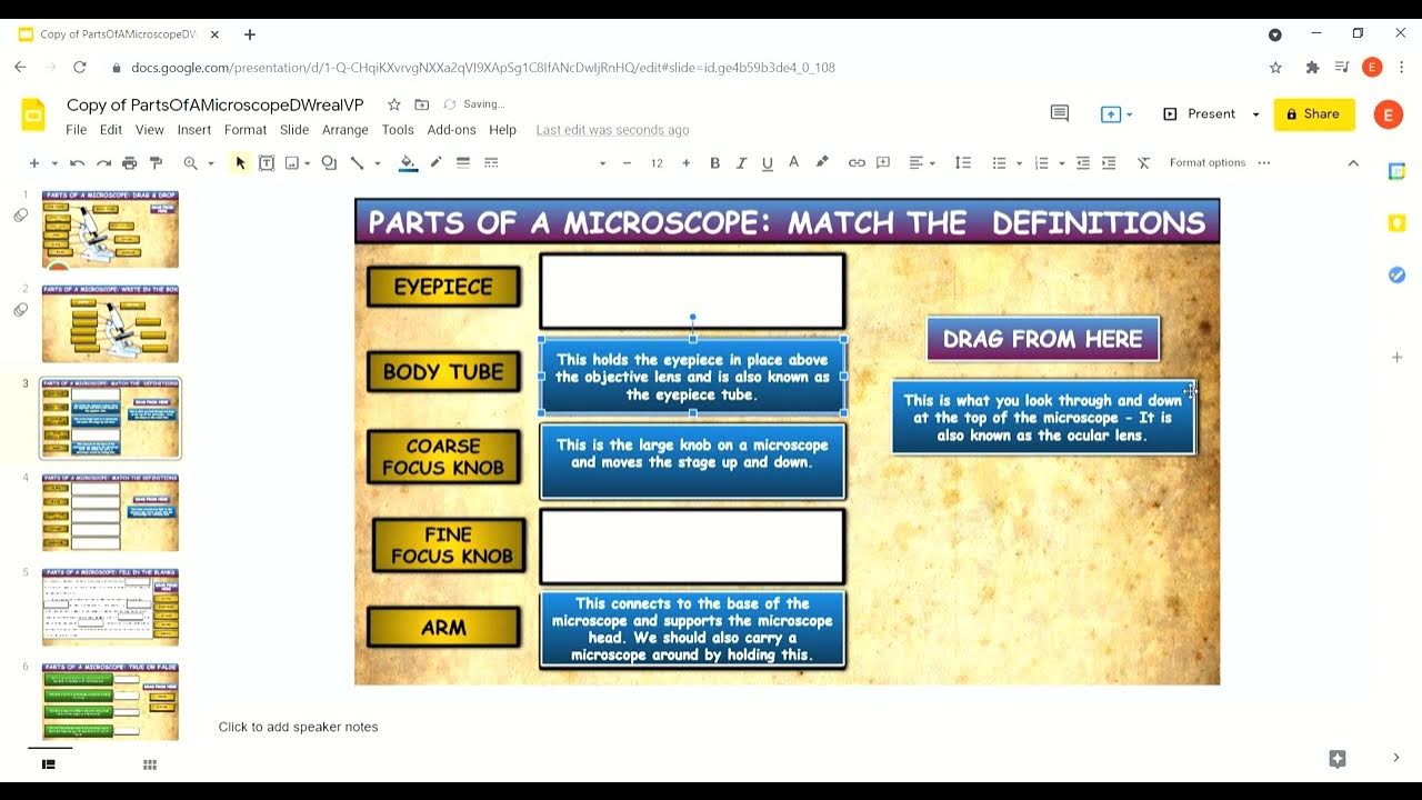 Parts Of A Microscope: Drag & Drop Worksheet: Google Slides ...