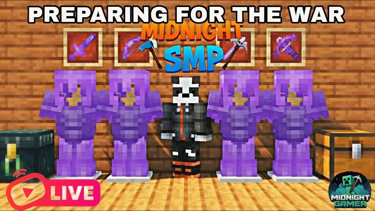 GEARING UP FOR WAR! {Midnight SMP}👿 #9 #minecraft #live - YouTube