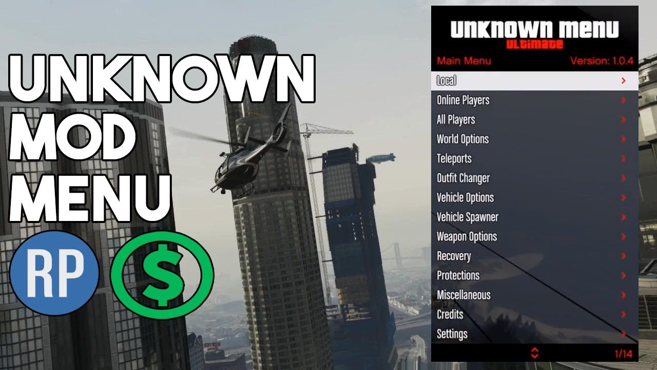 UnknowN Ultimate Mod Menu 1.0.4 | GTA V 1.42 - YouTube