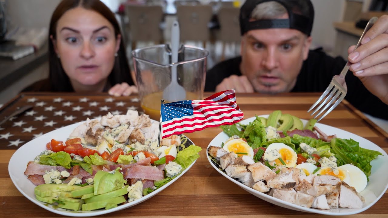Brits Discover American [COBB SALAD] Its Not A Crusty Roll?!?! - YouTube