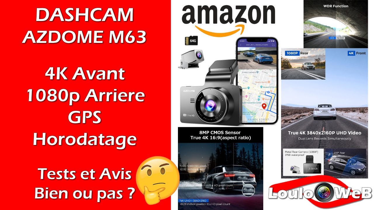Test DASHCAM AZDOME M63 4K & 1080p, Horodatage, GPS - Amazon - YouTube