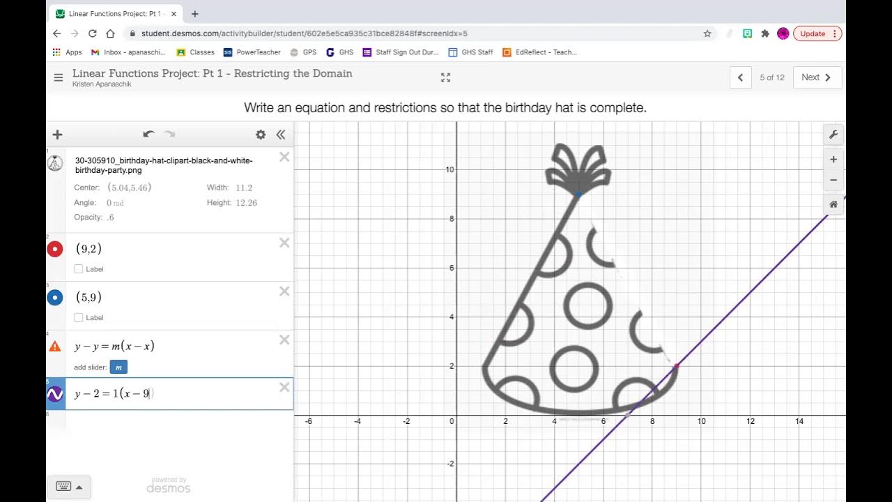 Point Slope Form Restricting Domain Desmos Tutorial - YouTube