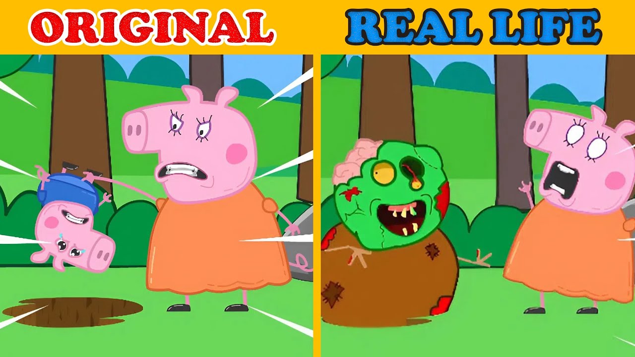 George Pig Become Scary Zombie ! - Peppa Pig Original vs Real life ...