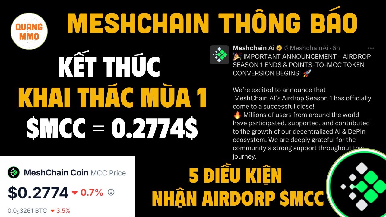 (Tin vui) Meshchain AI kết thúc khai thác mùa 1, chuẩn bị nhận airdrop ...
