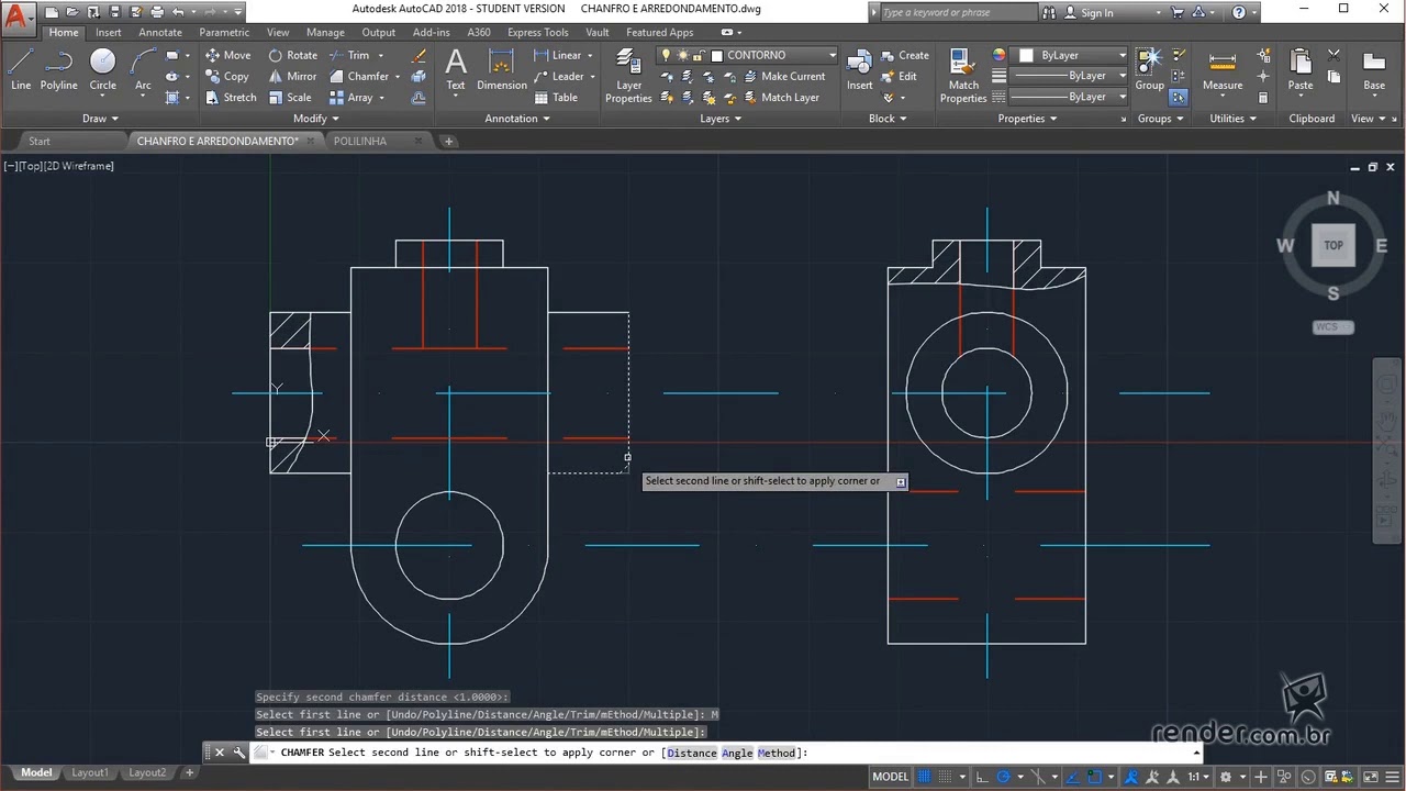 17 - Application de chanfreins et arrondi | AutoCAD 2018 2D Essentials ...