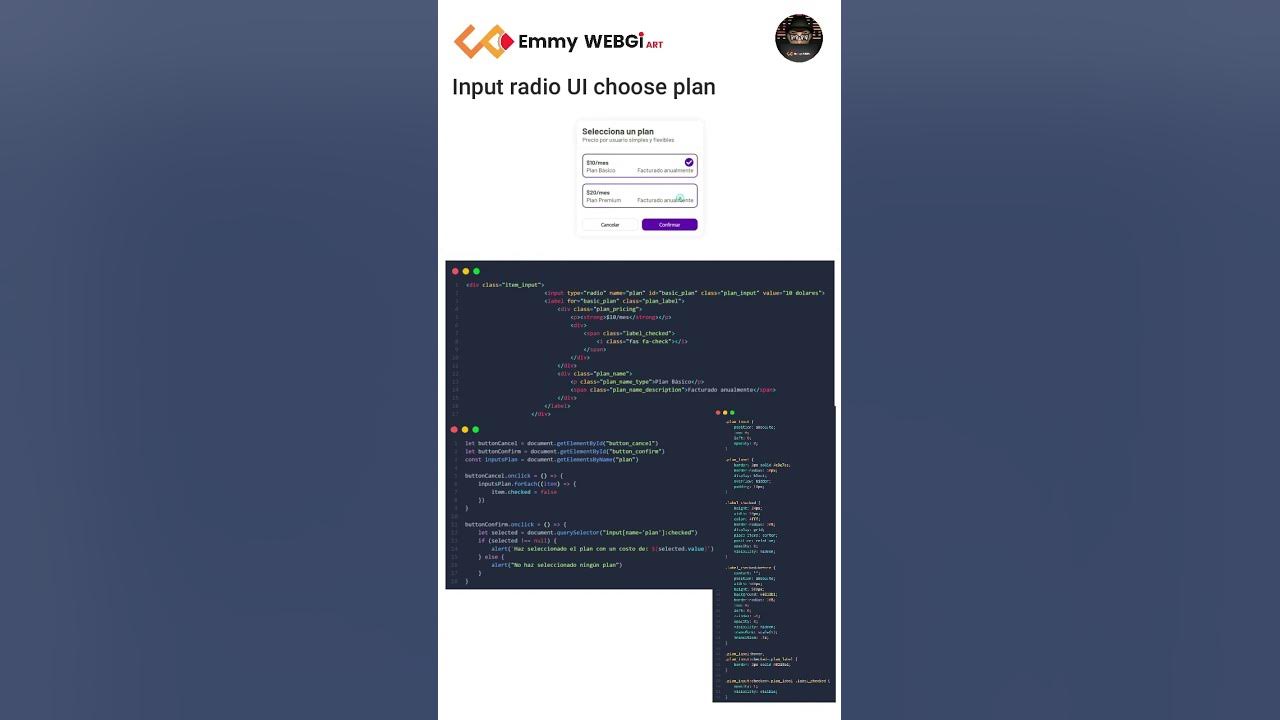 Radio Button Ui Choose Plan With Js Html Y Css Coding Css Htmlcssjavascript Youtube 