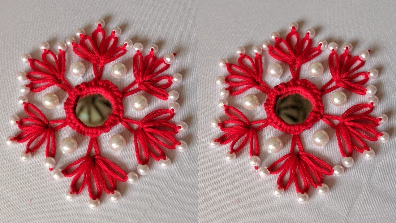 Hand Embroidery: mirror work design tutorial.New Mirror work: kurti ...