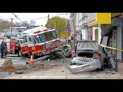 Philadelphia Fire Dept Ladder 13 Crash - YouTube