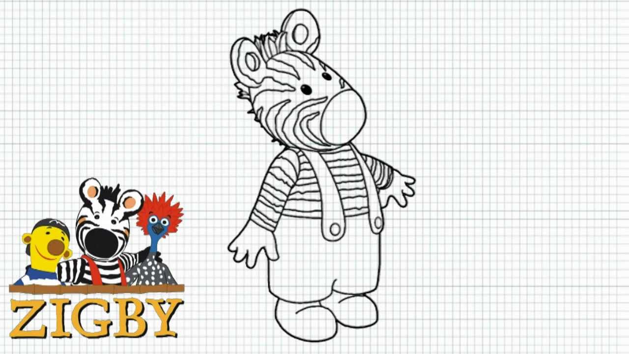 How to Draw Zigby the zebra from the Zigby Cartoon Series -- Video ...