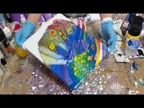(29) color explosion - Acrylic pour on canvas - YouTube