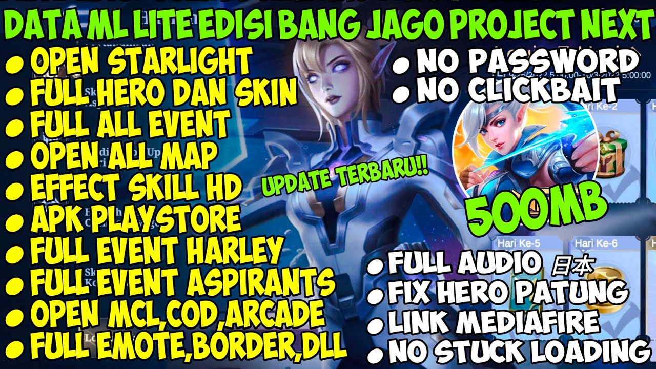 Data ML Lite 500Mb Full Event Terbaru Patch Project Next | Ml Lite ...
