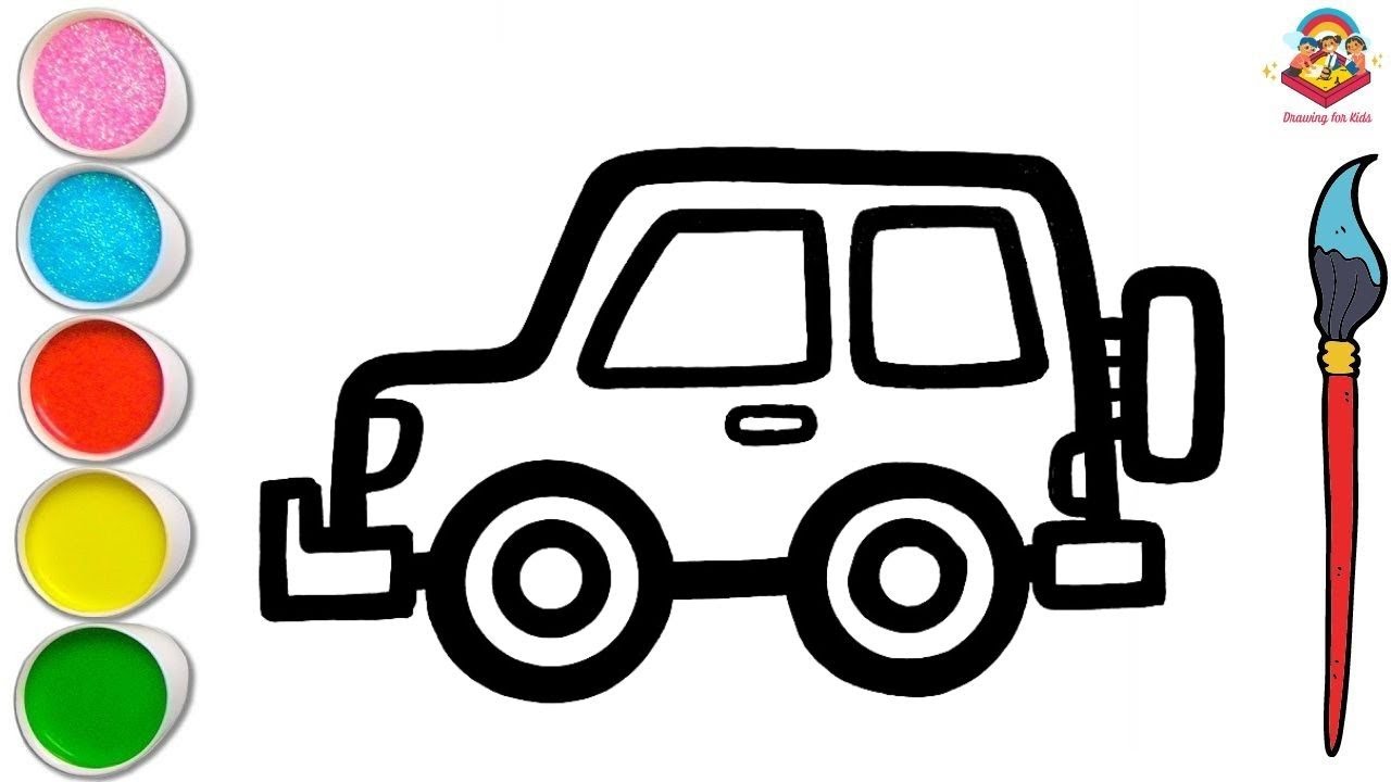 Car Drawing & Coloring for Kids Easy Step by Step - YouTube