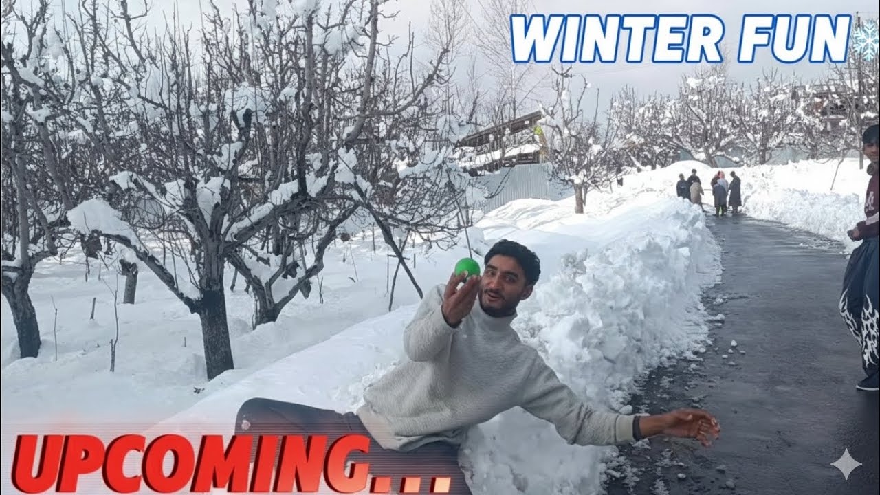DAY 2 OF VLOGGING IN KASHMIR. HOW TO PLAY Cricket in winter DOVING FUN ...