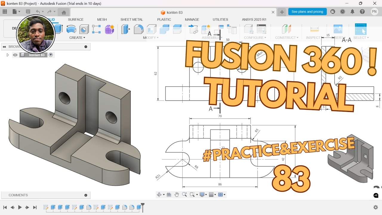 FUSION 360 TUTORIAL FOR BEGINNERS : STEP BY STEP WITH DRAWING ...