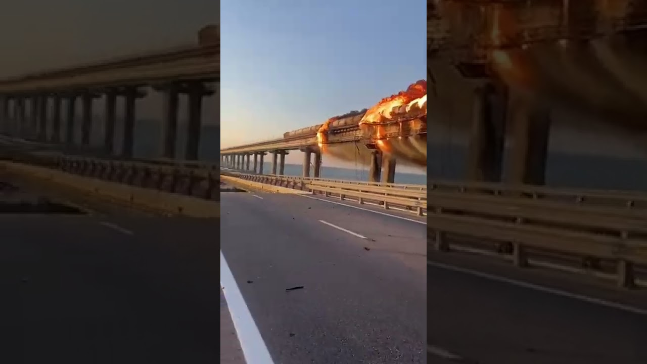 Closer look at the collapsed road span of the Crimean bridge #shorts ...