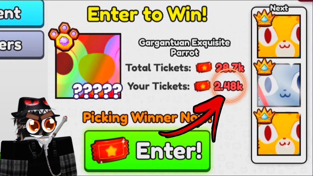 I Put 2,469 Raffle Tickets To Win A GARGANTUAN PARROT! In Pet Simulator 99! - YouTube