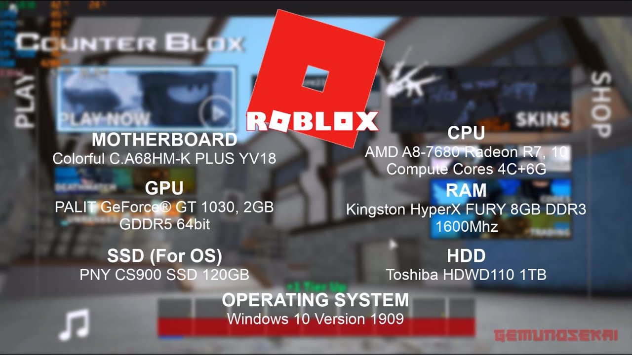 Roblox Gaming Benchmark | High 1080p Settings | AMD A8-7680 | GT 1030 ...