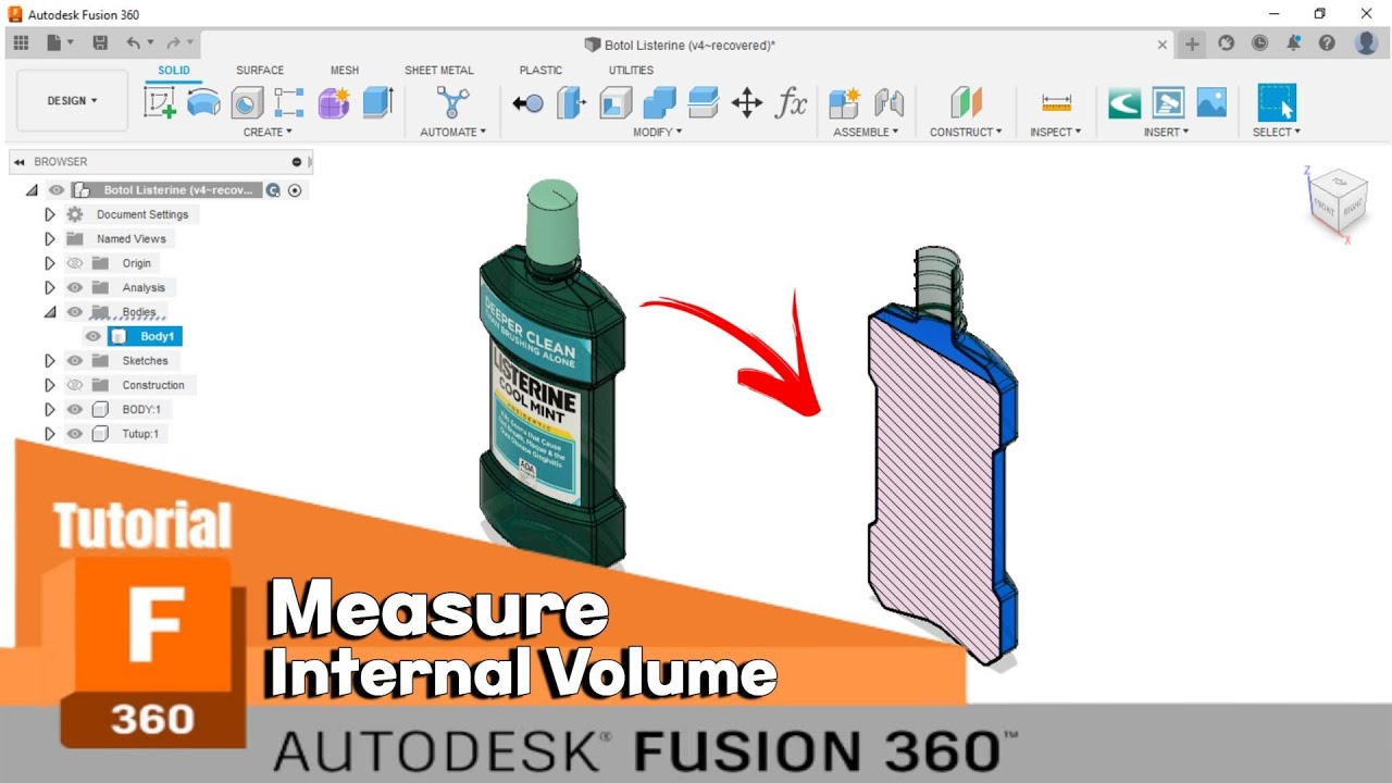 Fusion 360 - Tutorial- How To Fill Water Into a Bottle and Measure the ...