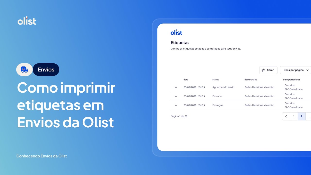 Como Imprimir Etiquetas em Envios da Olist - YouTube