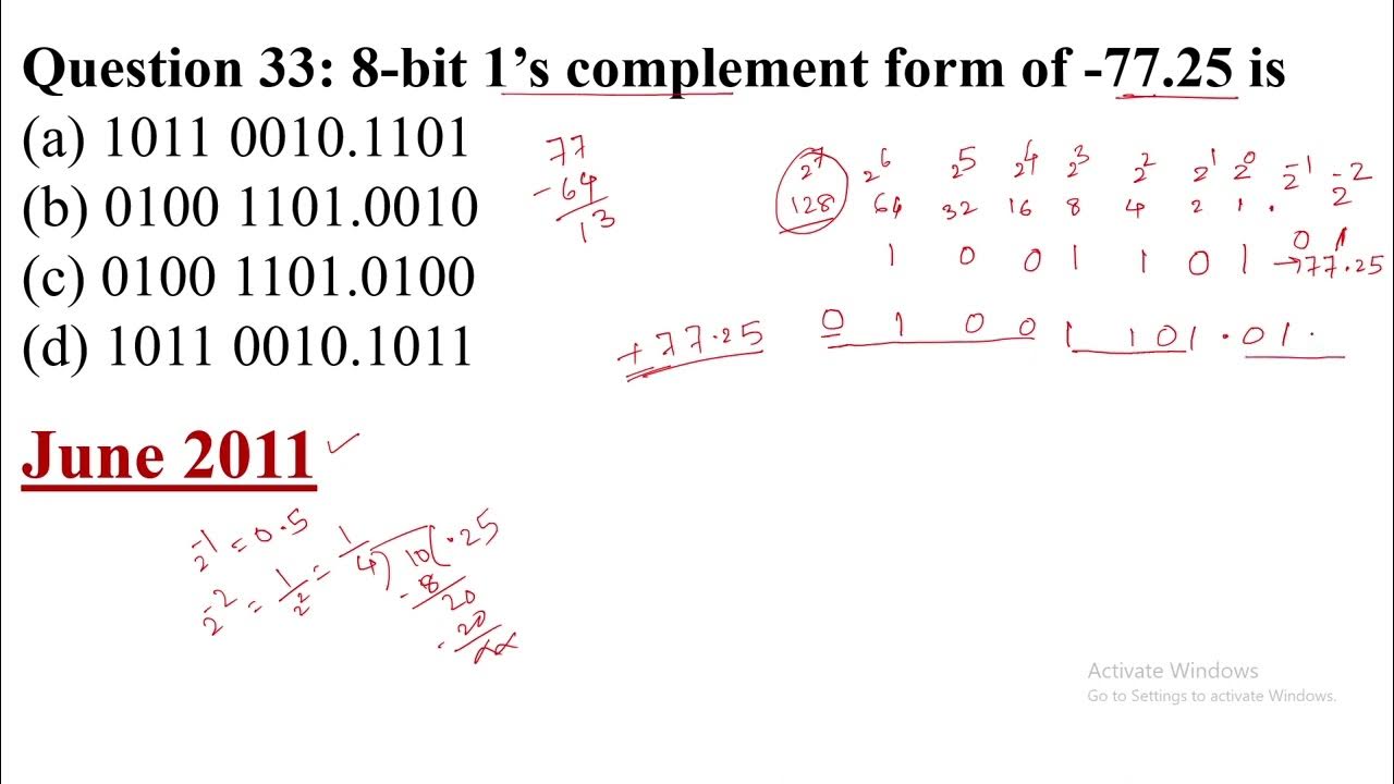 : 8-bit 1’s complement form of -77.25 is - YouTube