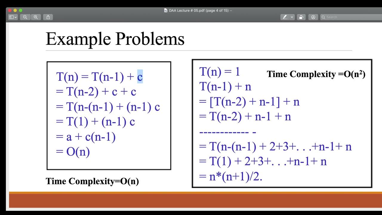 Design and Analysis of Algorithms Lecture # 09 Solving Recurrences ...
