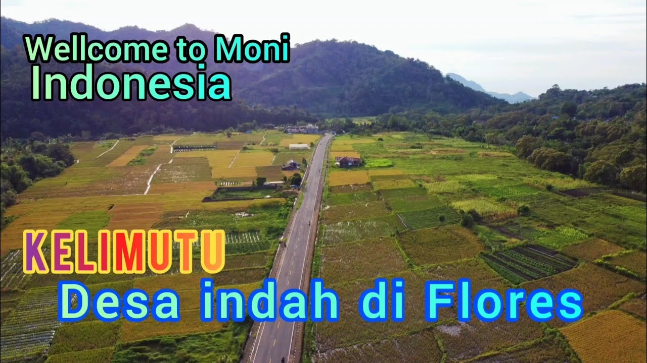 Drone vidio DESA INDAH Moni di bawah Danau Tiga warna Kelimutu Ende ...
