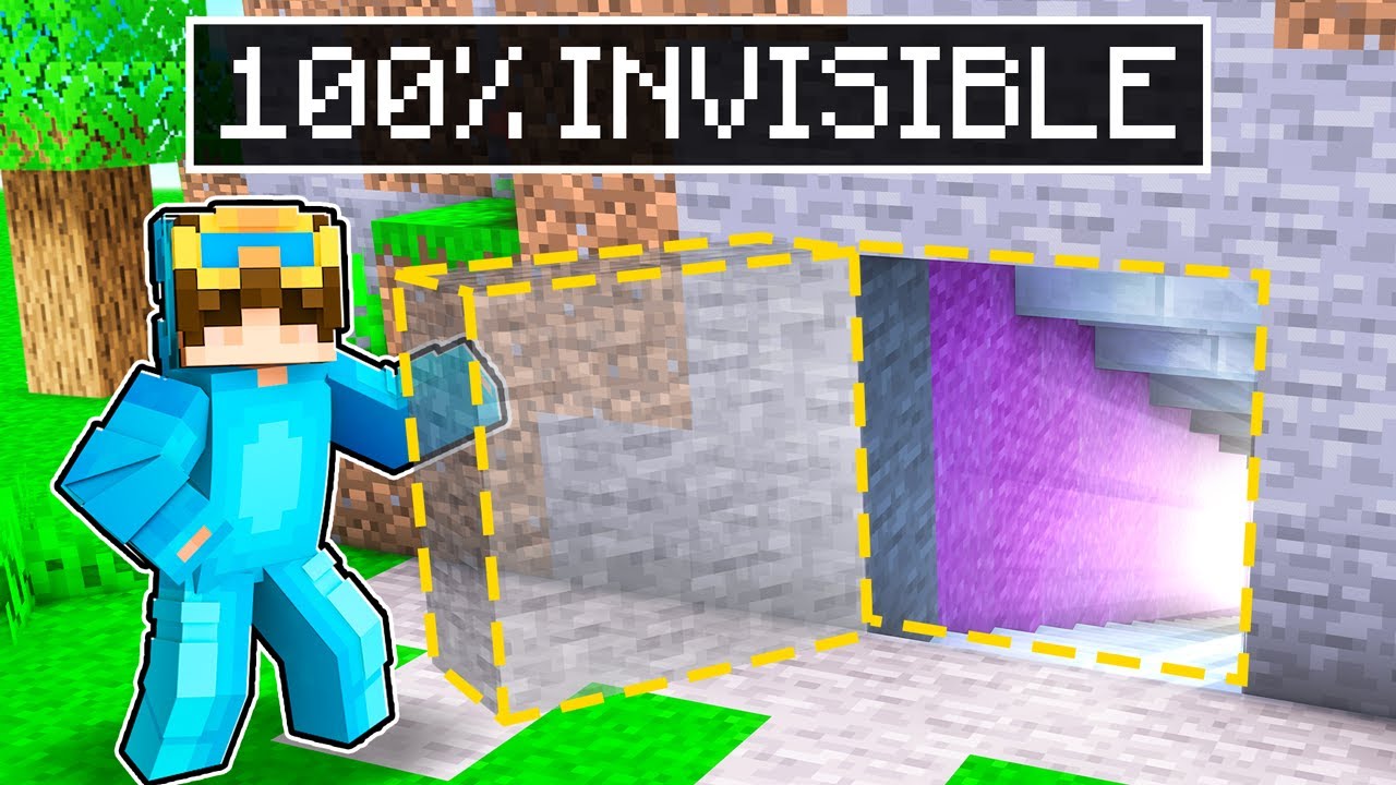 100% INVISIBLE Door To My SECRET Minecraft Base! - YouTube