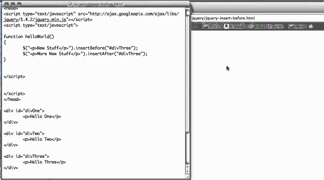 JS 4U 82: Inserting before/after a page element - YouTube