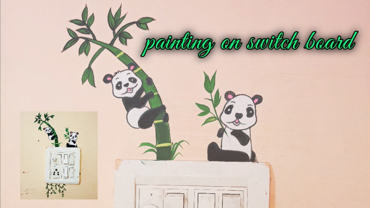 Wall painting || panda 🐼 switch board painting - YouTube