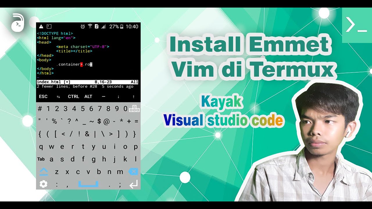 Pasang Emmet Vim Termux Kayak Visual Studio Code - YouTube