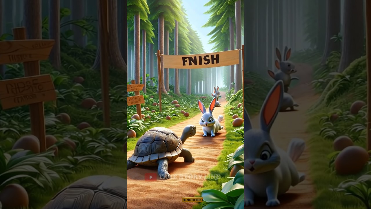 Turtle and rabbit race story #viral #shorts #foryou #cartoon - YouTube