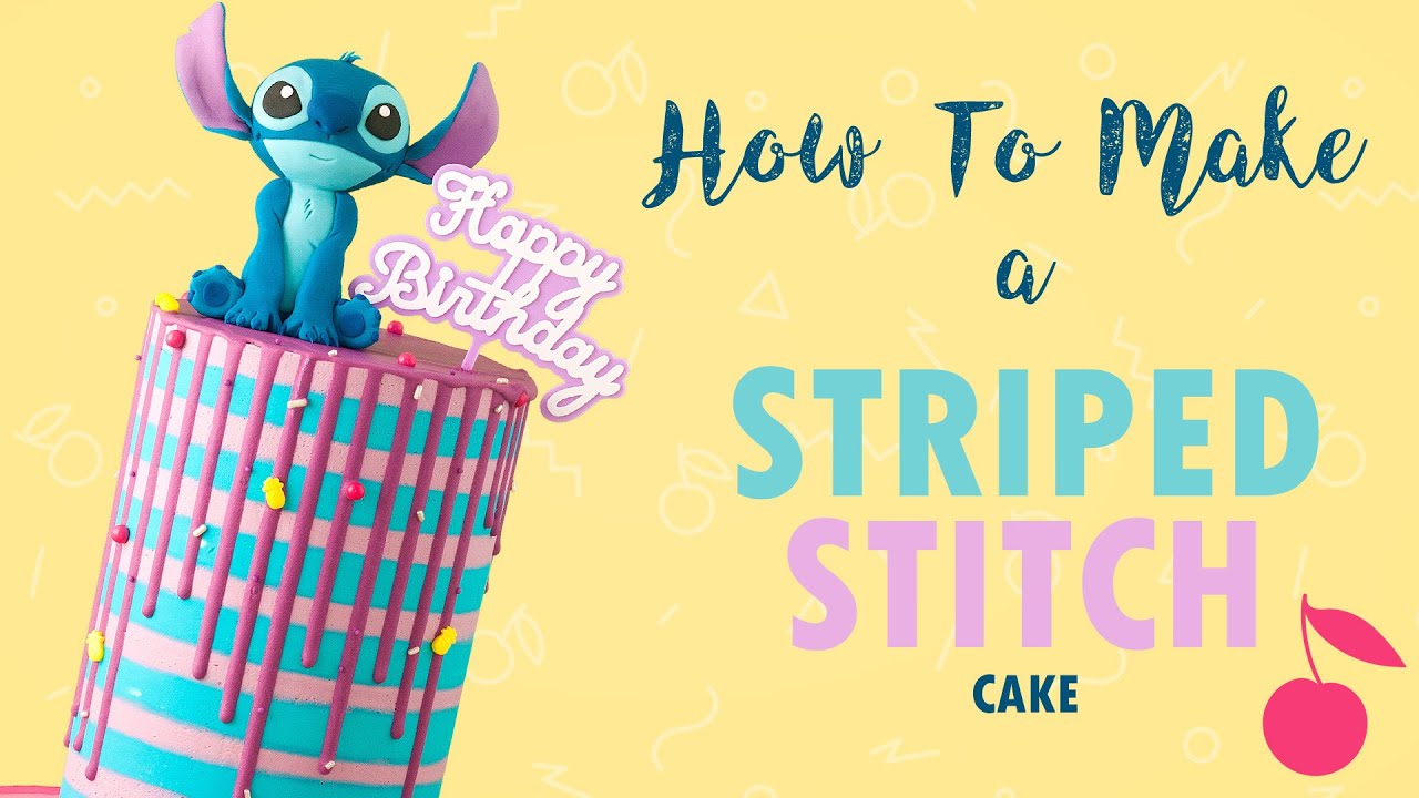 Striped Ganache Drip Stitch Cake Tutorial | How To | Cherry School ...
