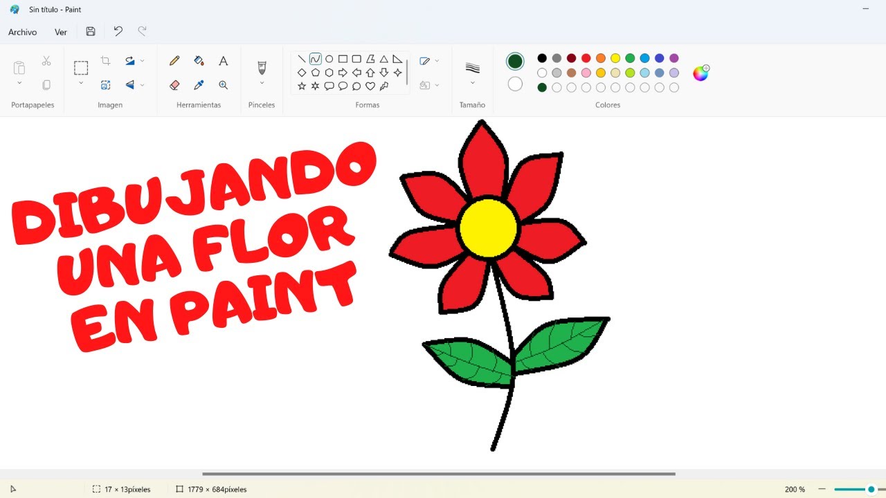 DIBUJANDO UNA FLOR EN PAINT | DRAWING A FLOWER IN PAINT - YouTube