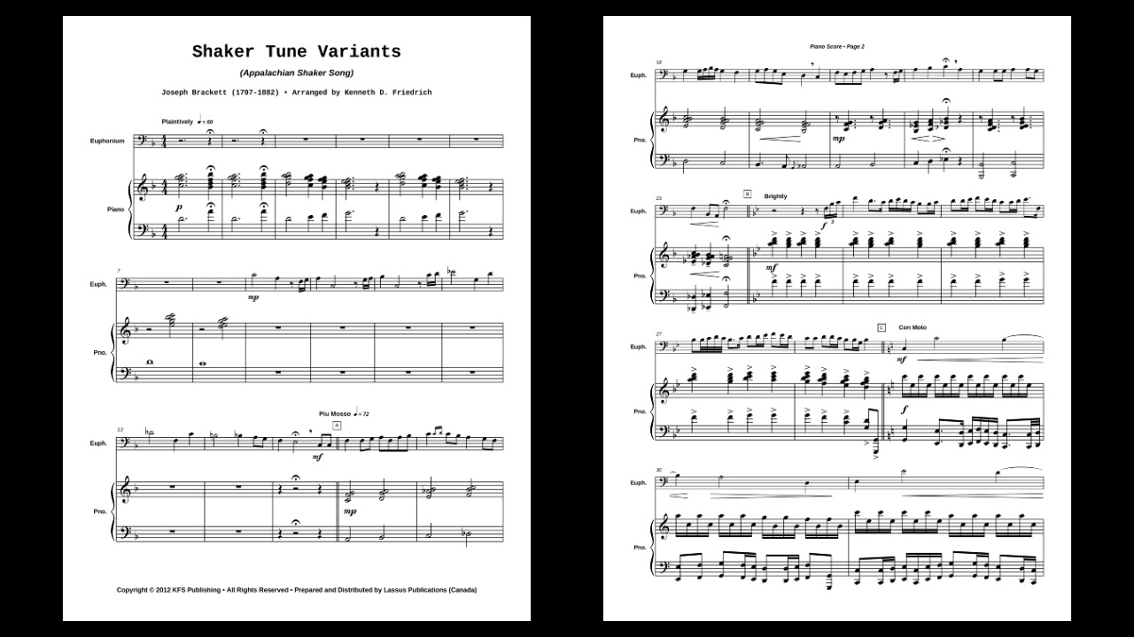 Shaker Tune Variants for Euphonium and Piano - YouTube