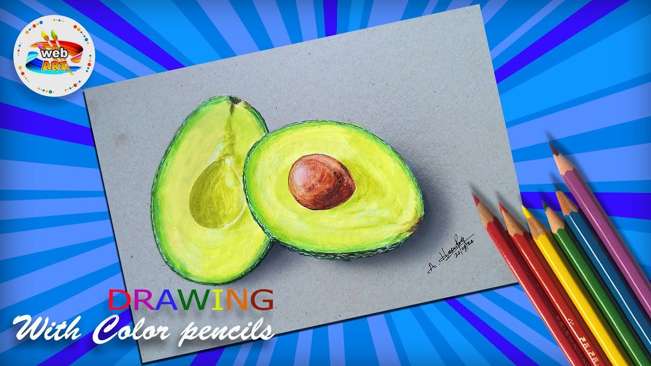How to Draw an Avocado Cute and Easy, Avocado drawing easy - YouTube