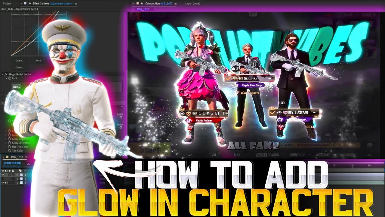 PUBG Character Glow And Psykostripes Effects Tutorial | After Effects ...