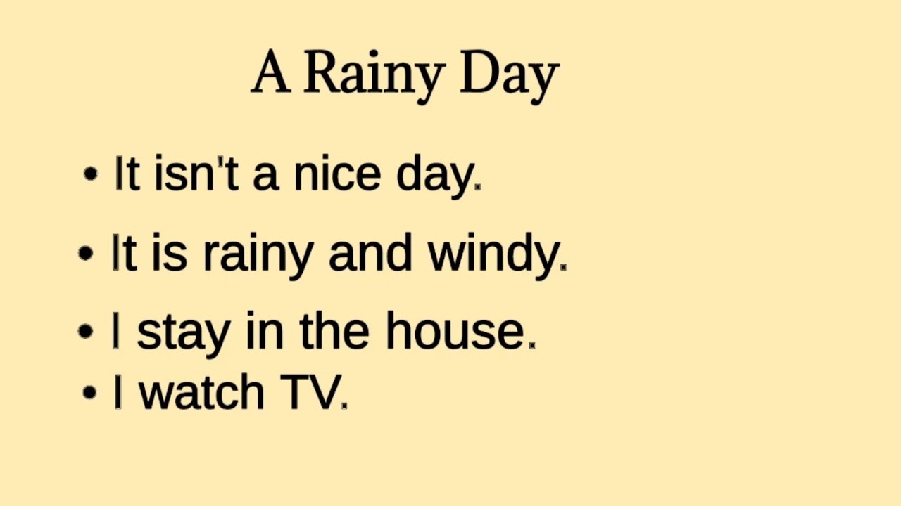 A Rainy Day | Simple Sentences of A Rainy Day | How to write a simple ...