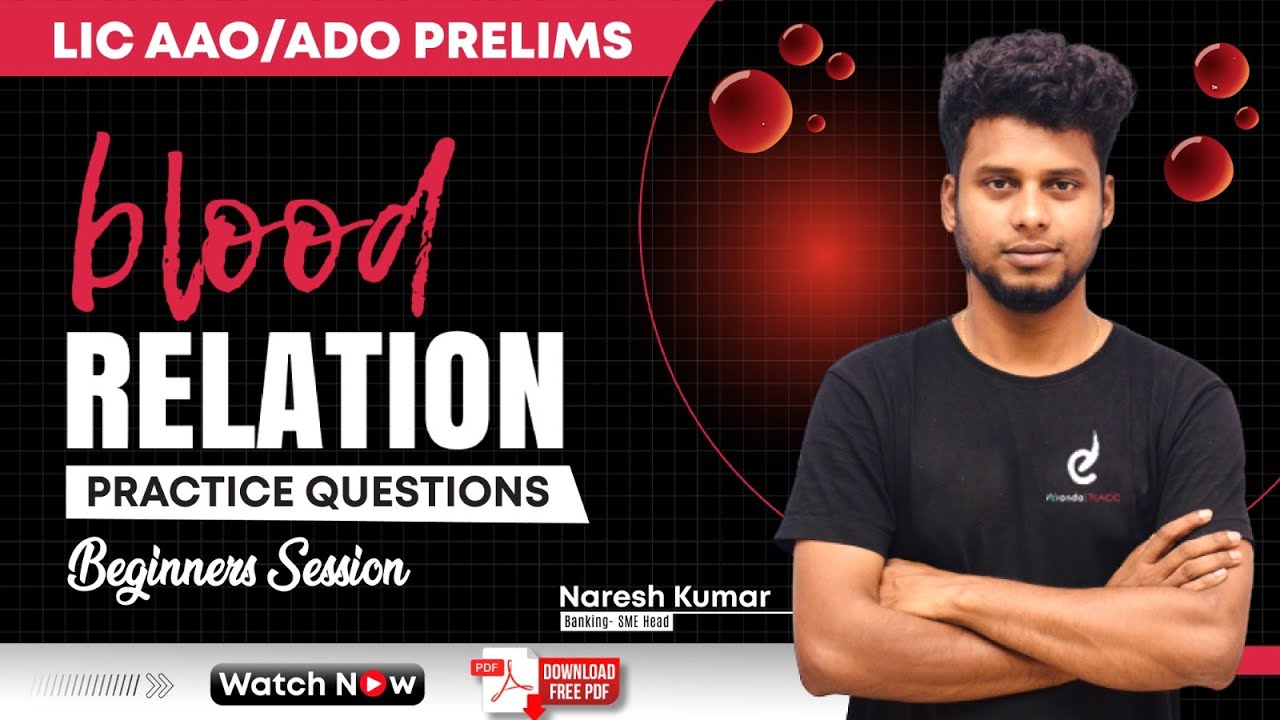 LIC AAO/ADO PRELIMS l Blood Relation Reasoning Tricks, Practice Questions by Naresh Kumar | Race ...