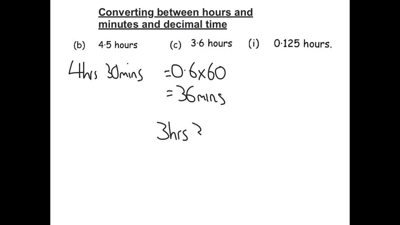 time: converting from decimal hours to hours and minutes - YouTube