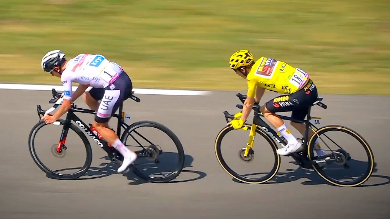 Tadej Pogacar Descent Attack against Vingegaard | Tour de France Stage ...