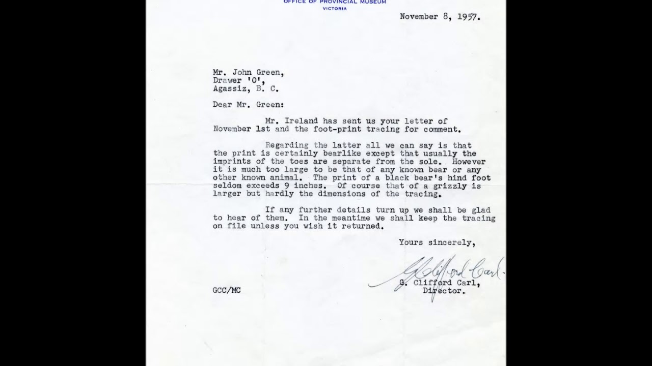 1957 Nov 8 Clifford Carl letter to John Green - YouTube