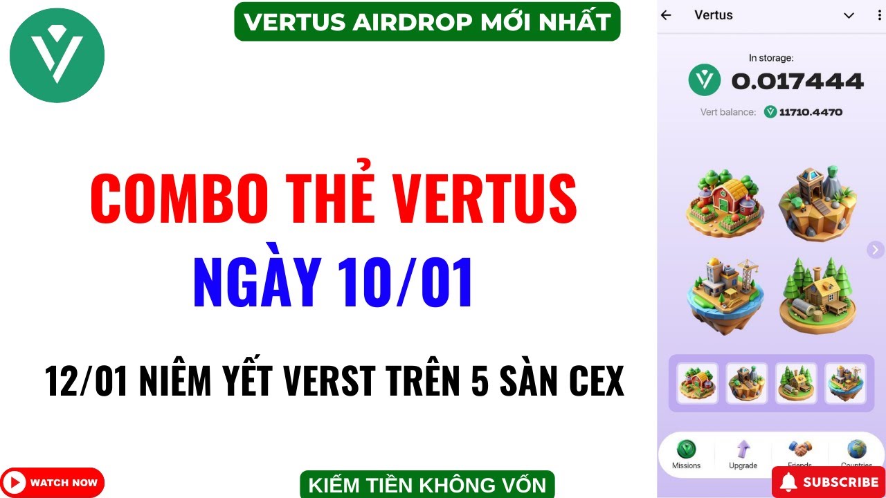 Vertus Airdrop - Combo Vertus Today Ngày 10/01 - Vertus Niêm Yết Ngày ...