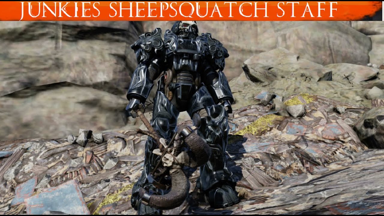 Fallout 76 One Wasteland Weapon test - Junkies Sheepsquatch Staff ...