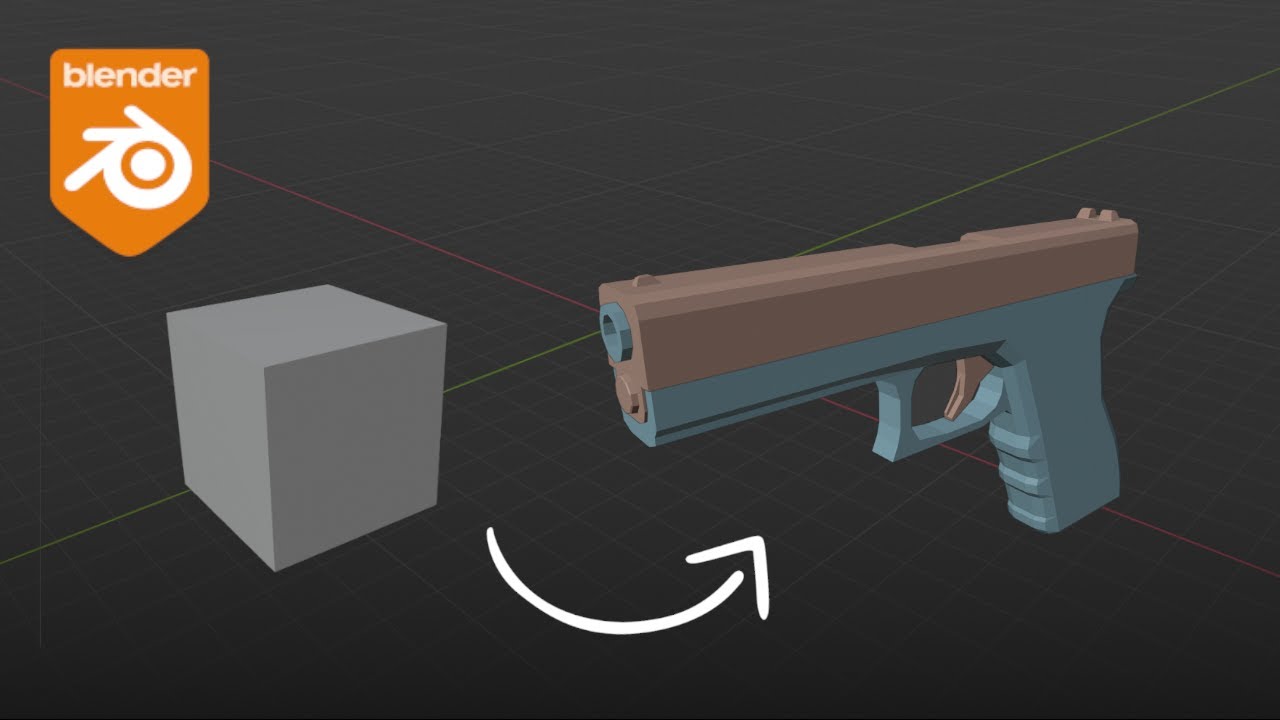 Low poly hand gun modeling | Blender Time-lapse | Step-by-Step Process - YouTube